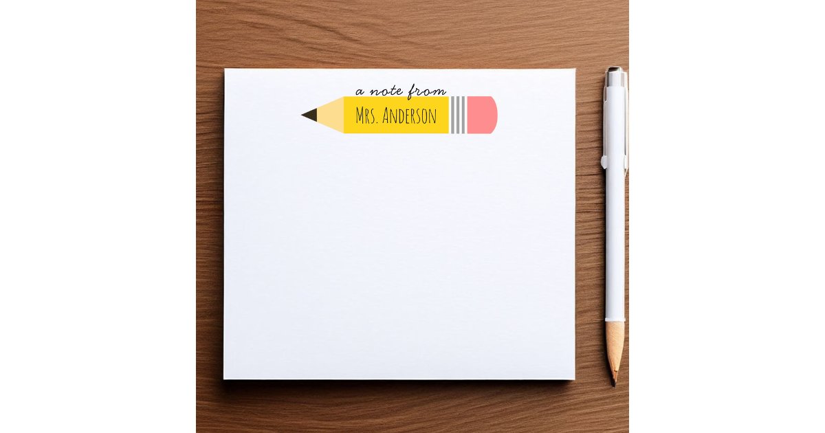 A Note from the Teacher Pencil Theme | Zazzle