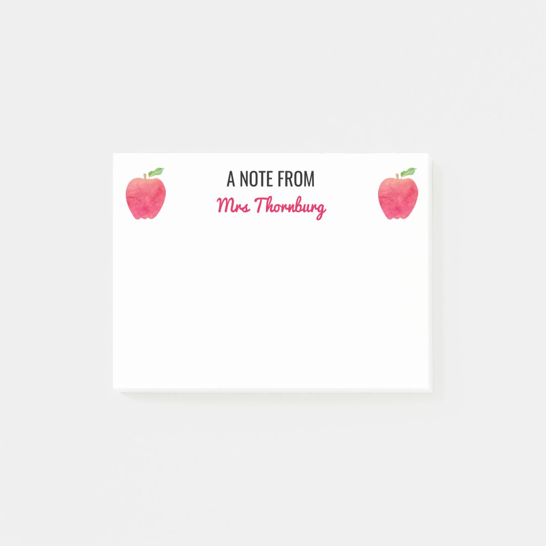 A Note From the Teacher Red Apples Cute | Zazzle