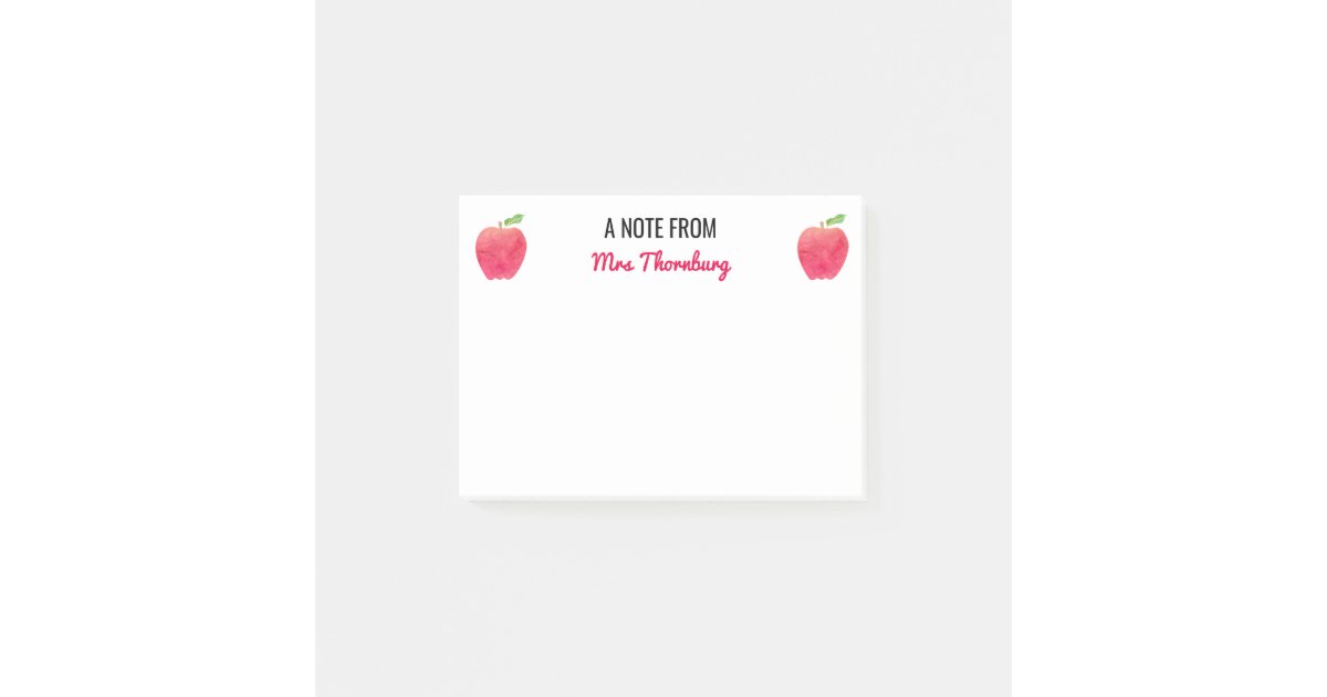 A Note From the Teacher Red Apples Cute | Zazzle