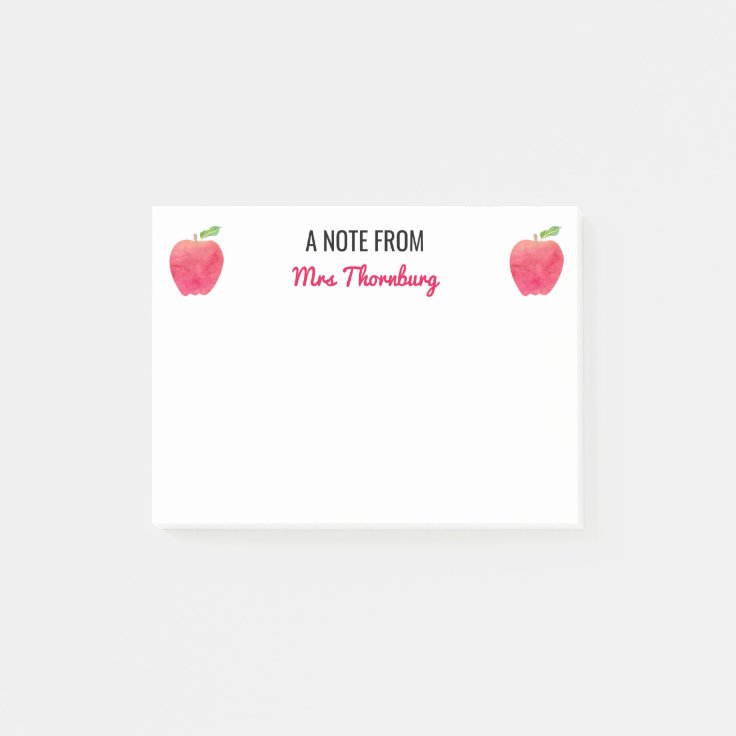 A Note From the Teacher Red Apples Cute | Zazzle