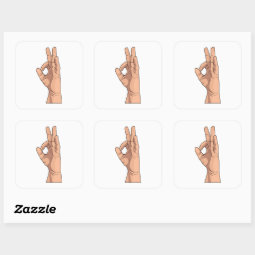 A OK ~ Hand Sign and Gestures a-ok Square Sticker | Zazzle