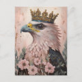A Painting of a pink hawk with a gold crown Postcard | Zazzle