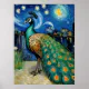 A Peacock in The Starry Night Poster | Zazzle