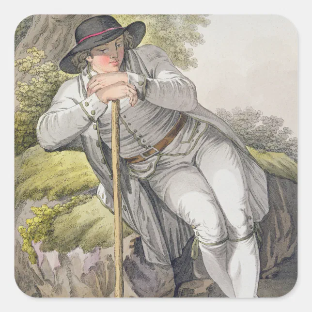 A Peasant of the Tesino Valley in Tyrol, from a co Square Sticker | Zazzle