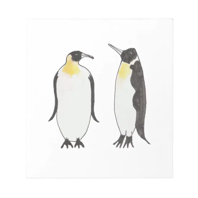 A Penguin Couple Ink Drawing Notepad | Zazzle