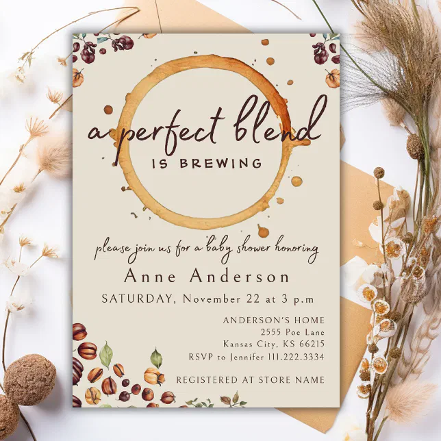 A Perfect Blend Is Brewing Coffee Baby Shower Invitation | Zazzle