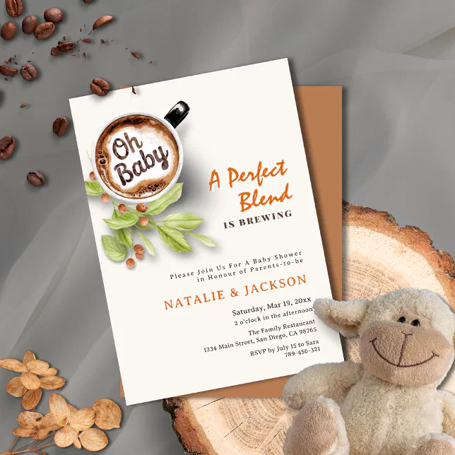 A Perfect Blend is Brewing Coffee Baby Shower Invitation | Zazzle
