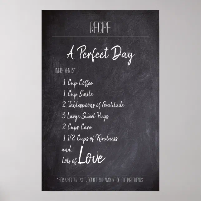 A Perfect Day Recipe Poster | Zazzle