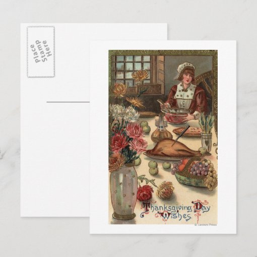 A Pilgrim Woman's Table Postcard | Zazzle