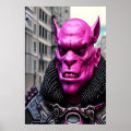 A Pink alien orc in the city | AI Art Poster | Zazzle