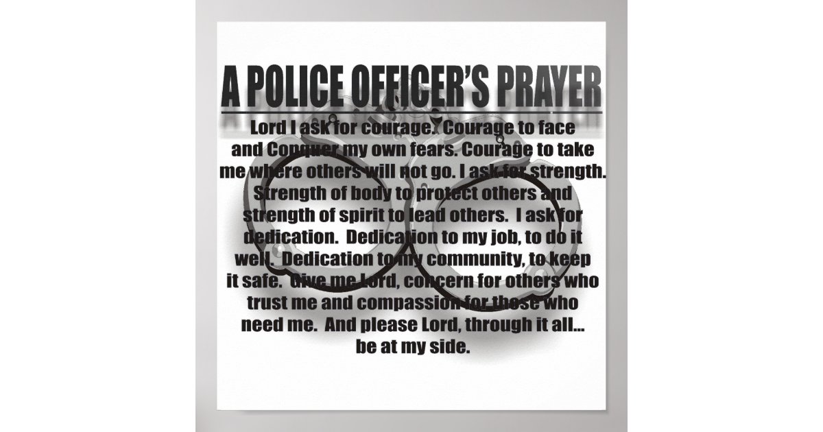 A POLICE OFFICER'S PRAYER POSTER | Zazzle