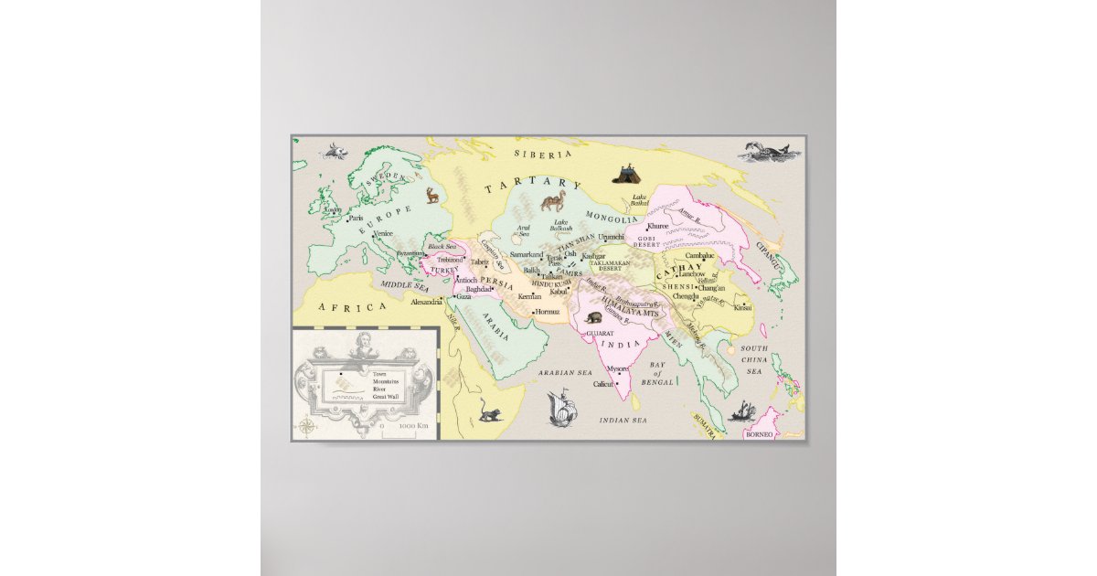 A poster of the Silk and Song map | Zazzle