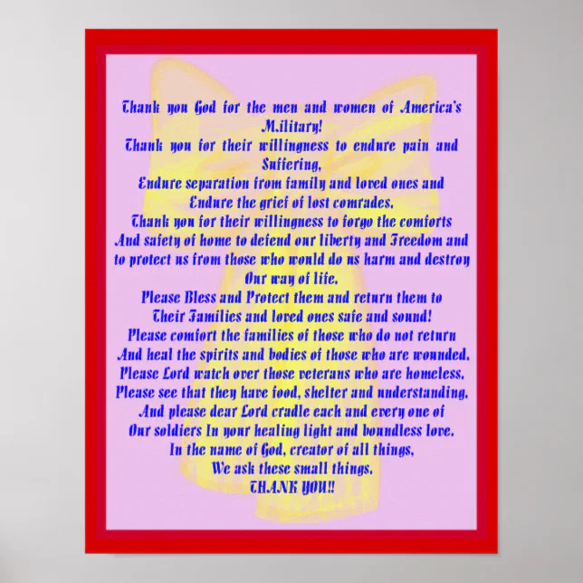 A Prayer For Our Soldiers Poster | Zazzle