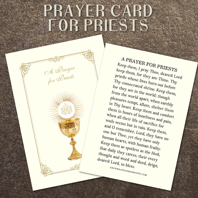 A PRAYER FOR PRIESTS CATHOLIC RELIGIOUS PLACE CARD | Zazzle