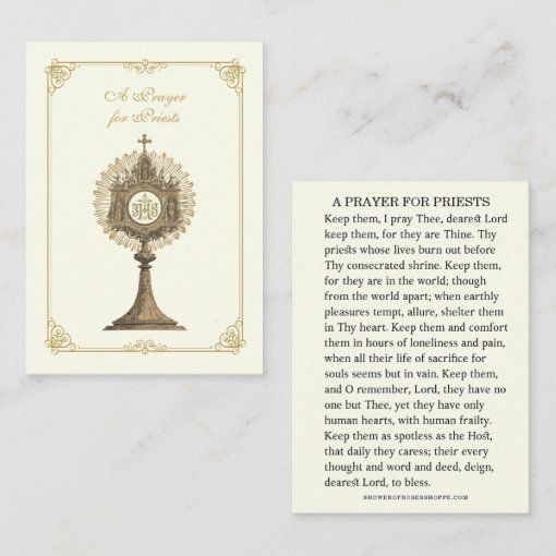 A PRAYER FOR PRIESTS CATHOLIC RELIGIOUS PLACE CARD | Zazzle