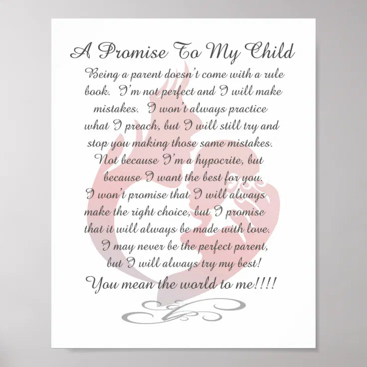 A Promise to My Child - Girl Poster | Zazzle