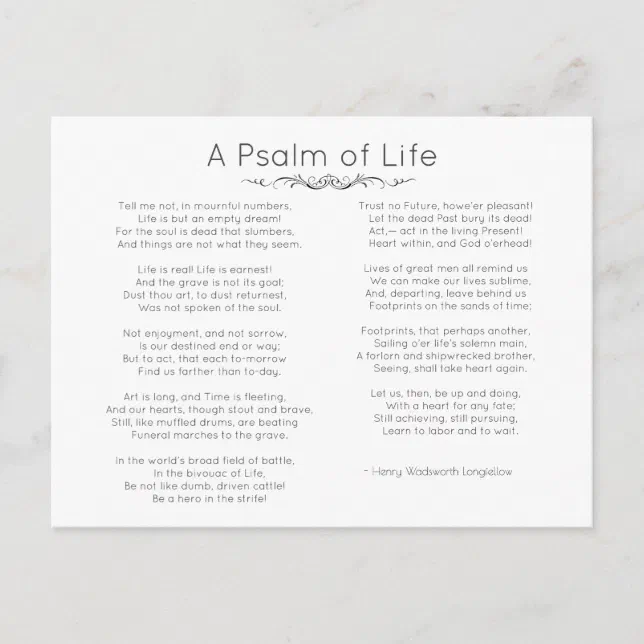 A Psalm of Life Longfellow Poem Postcard | Zazzle