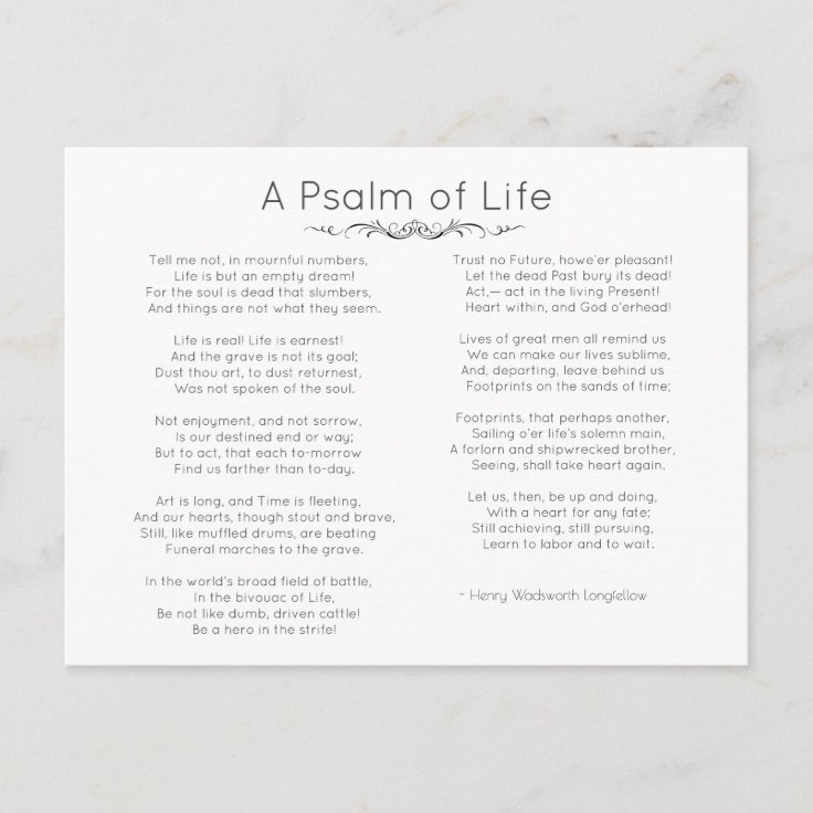 A Psalm of Life Longfellow Poem Postcard | Zazzle