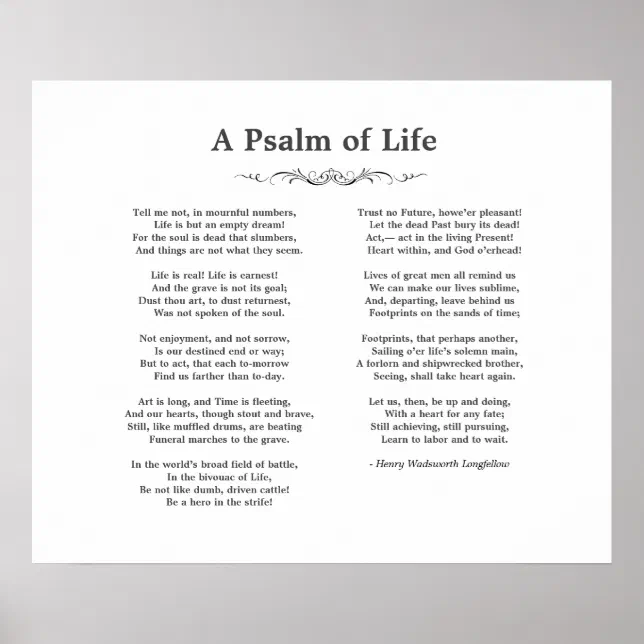 A Psalm of Life Longfellow Poem Poster | Zazzle