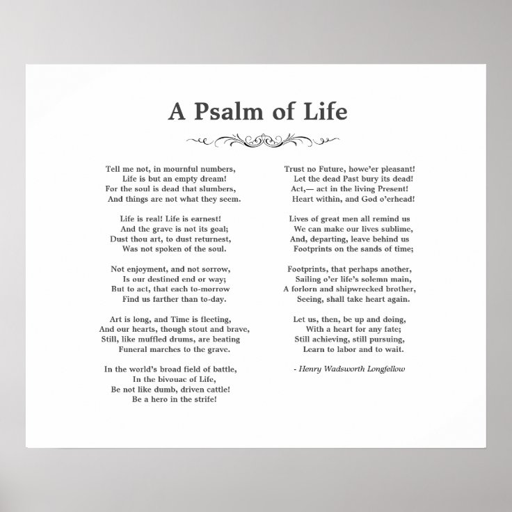 A Psalm of Life Longfellow Poem Poster | Zazzle