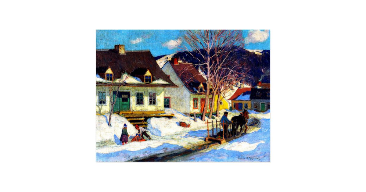 A Quebec Village Street - Clarence Gagnon artwork Postcard | Zazzle.com