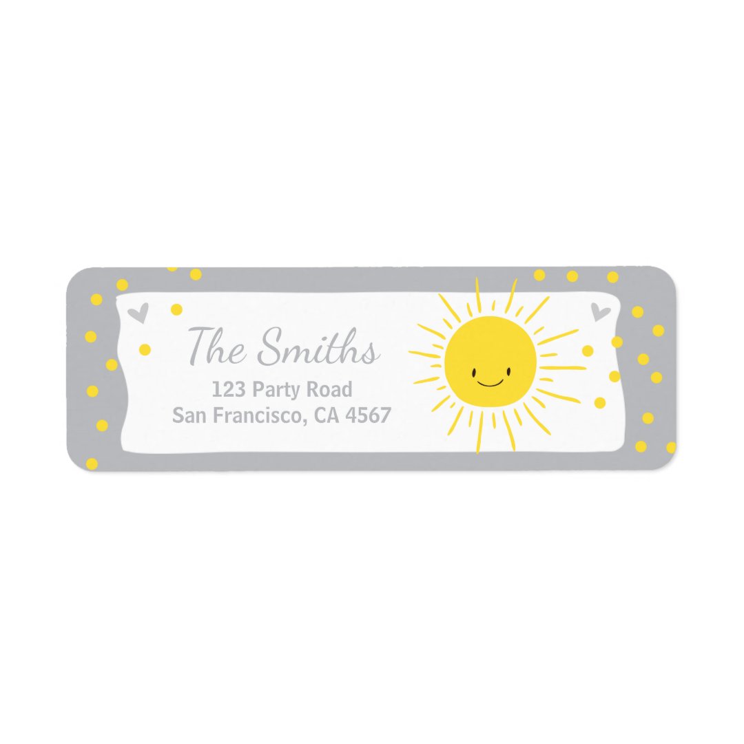 A Ray of Sunshine Baby Shower Address Labels Sun | Zazzle