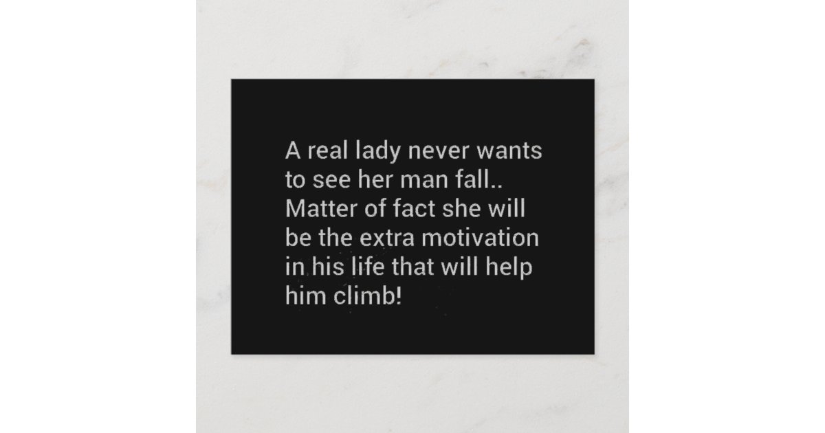 A REAL LADY SUPPORTS HER MAN QUOTES LOVE LOYALTY M POSTCARD | Zazzle
