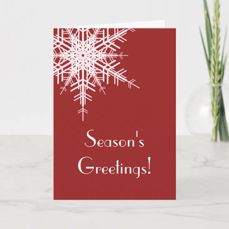 A Red Holiday Card Offset Snowflake (corp) | Zazzle