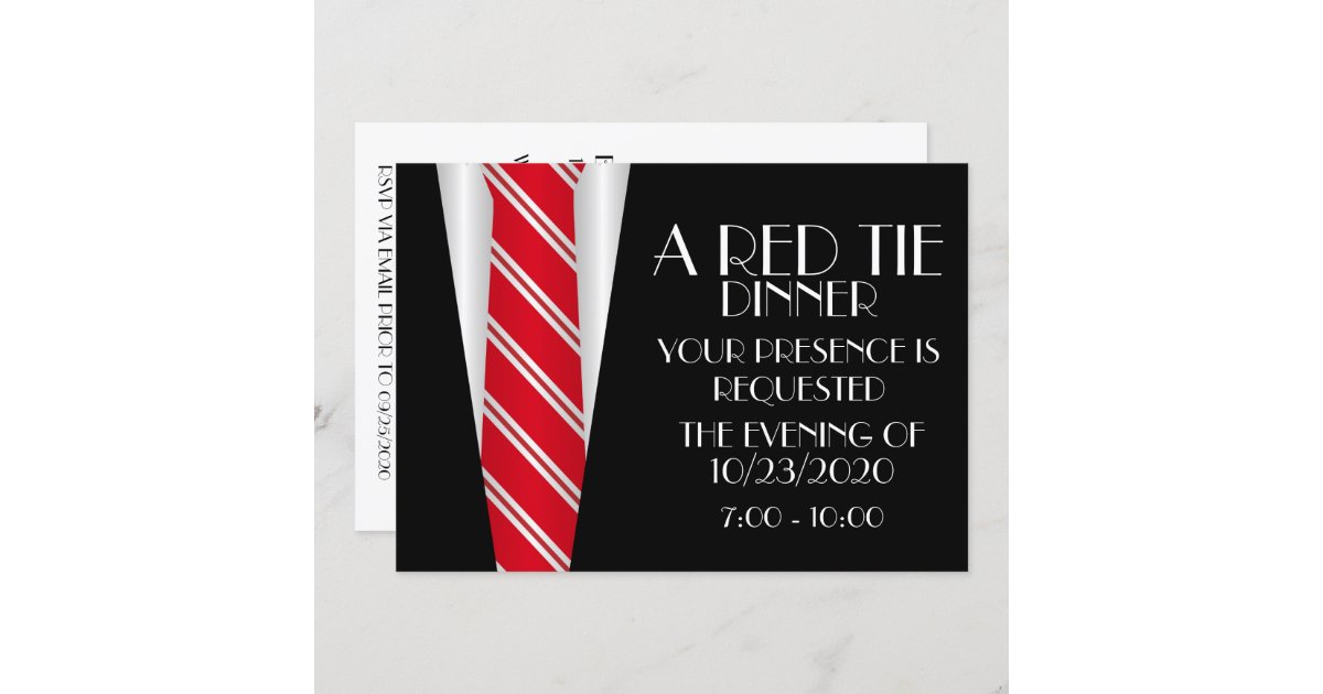 A Red Tie Dinner Invitation | Zazzle