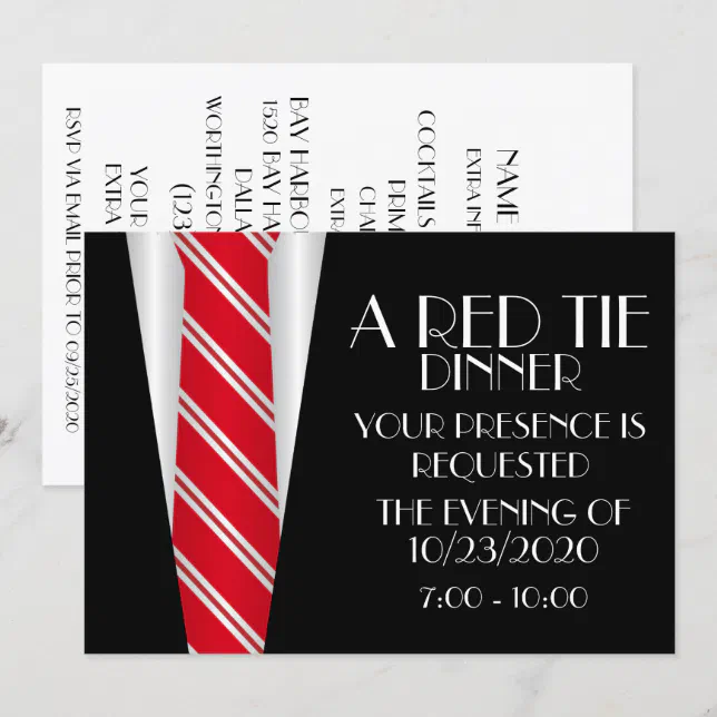 A Red Tie Dinner Invitation | Zazzle