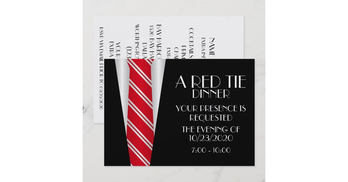A Red Tie Dinner Invitation | Zazzle