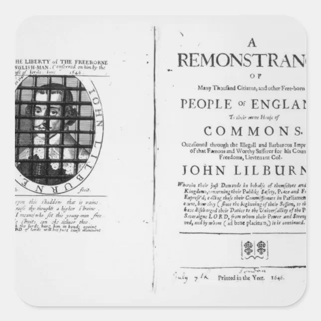 A remonstrance by the Levellers Square Sticker | Zazzle