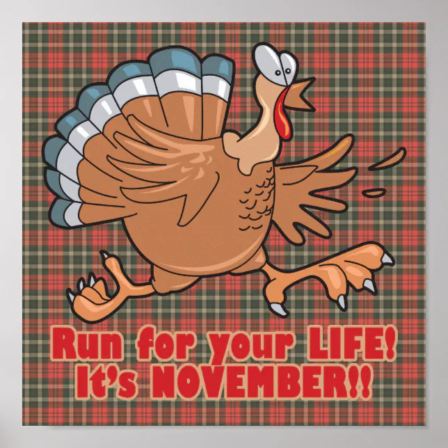 a run for life funny turkey poster | Zazzle