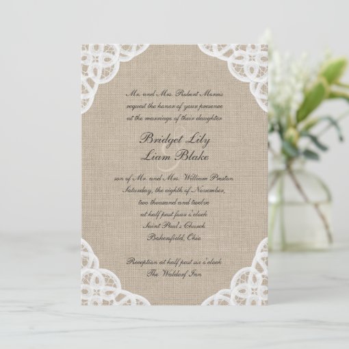 A Rustic Lace & Burlap Wedding Invitation | Zazzle