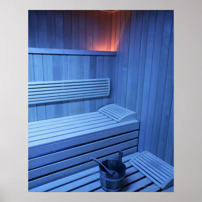 A sauna in blue light, Sweden. Poster | Zazzle