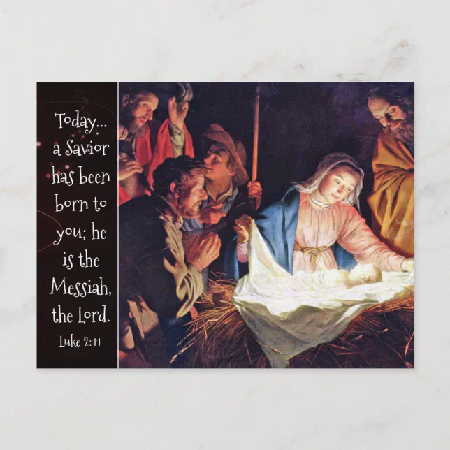A Savior has been Born, Luke 2 Christmas Nativity Holiday Postcard | Zazzle