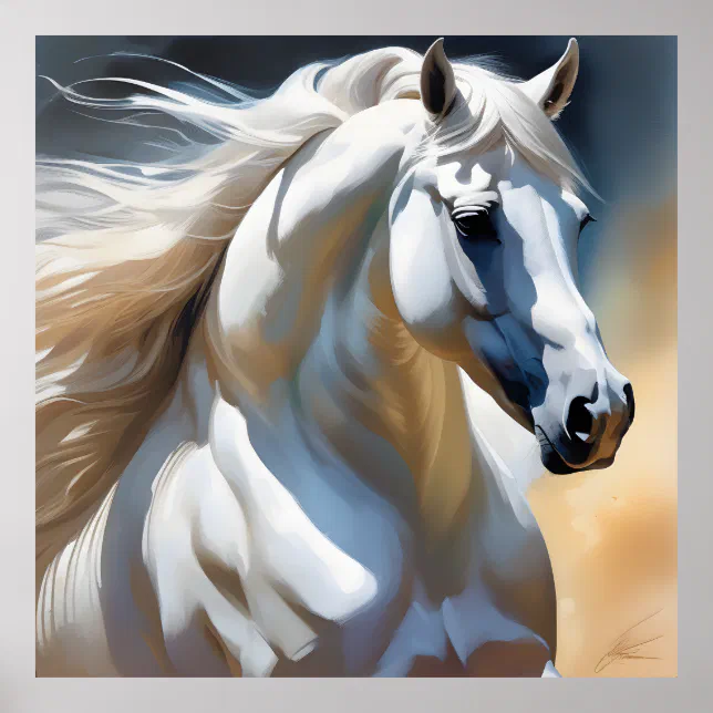 A scene from nature A white horse Poster | Zazzle