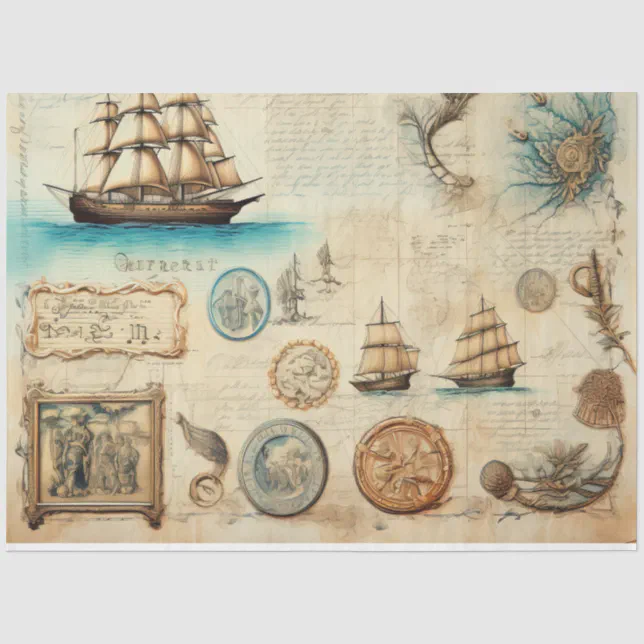 A Scrappy Nautical Series Design 4 Tissue Paper | Zazzle