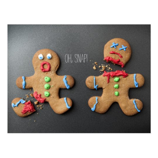 A shocked gingerbread man with broken leg postcard | Zazzle.com
