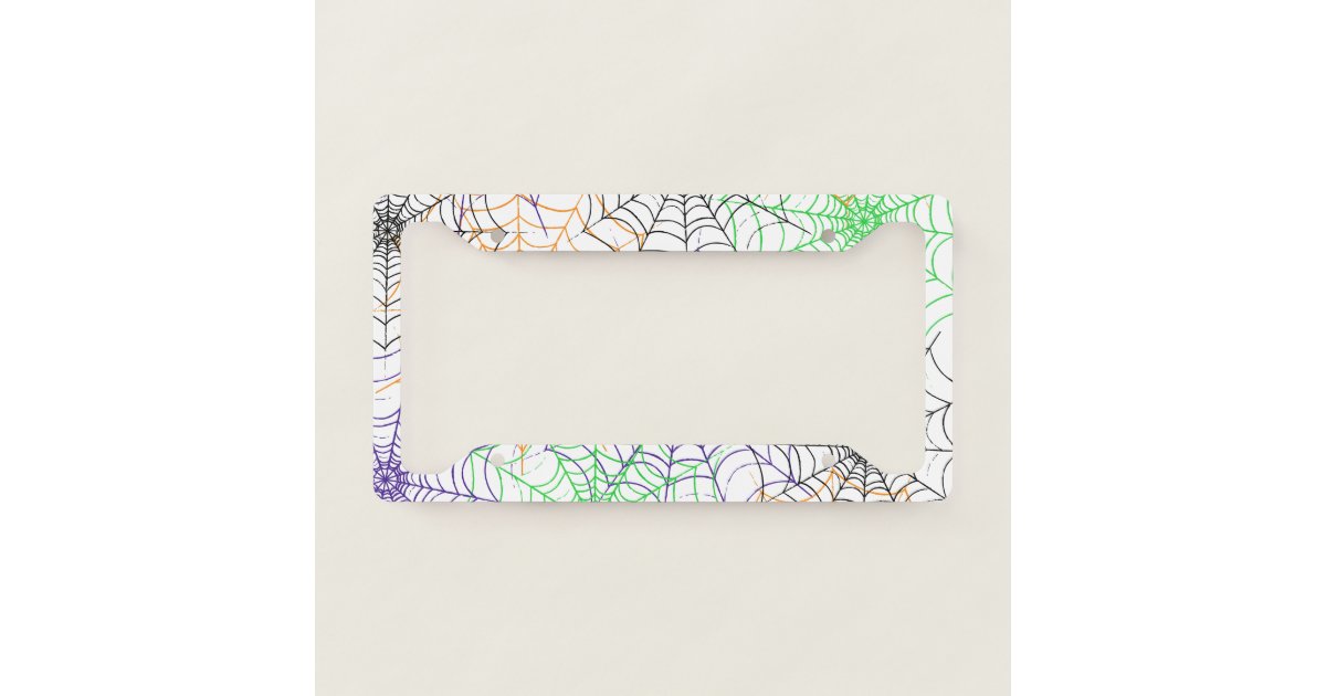 A Simple Halloween Spider's Web Pattern License Plate Frame | Zazzle