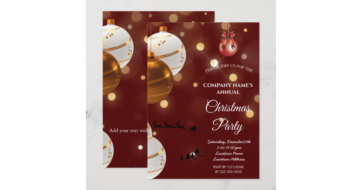 A simple red elegant Christmas party invitation | Zazzle