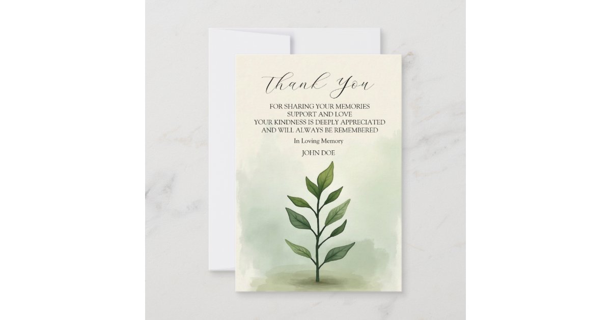 A Single Stem of Leaves Thank You Card | Zazzle