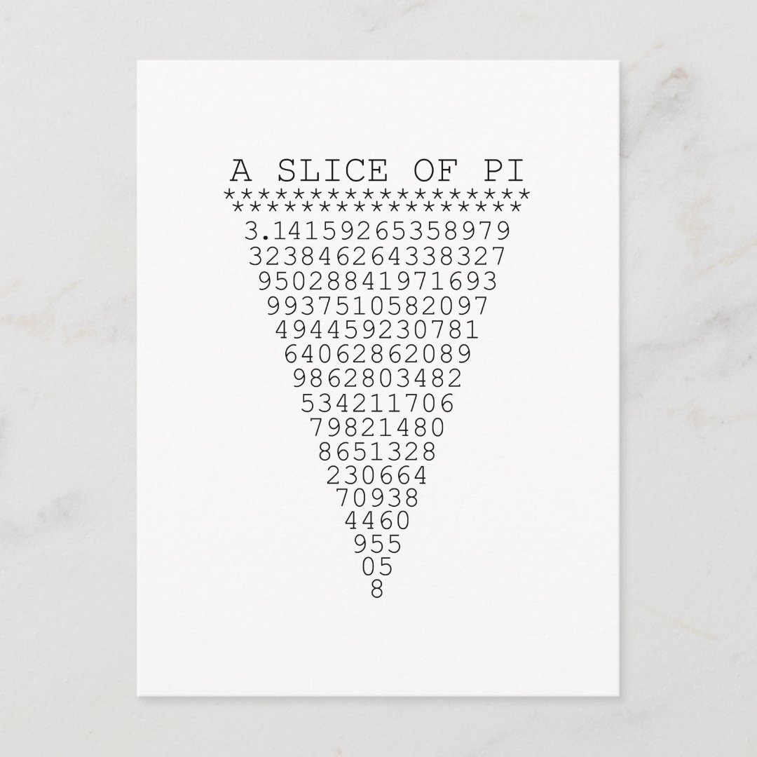 A Slice of Pi Numbers Postcard | Zazzle