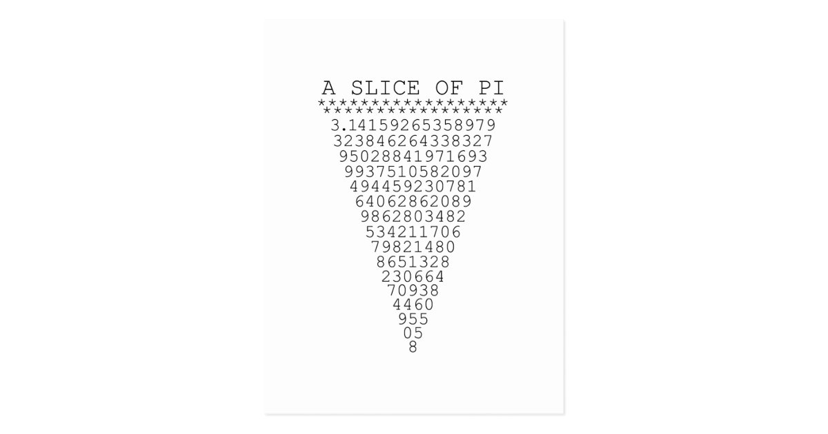 A Slice of Pi Numbers Postcard | Zazzle.com