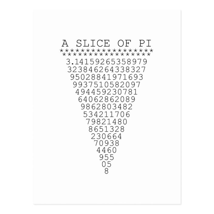 A Slice of Pi Numbers Postcard | Zazzle.com