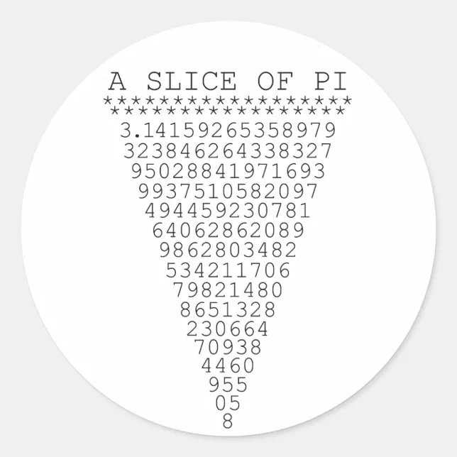 A Slice of Pi Presentation Classic Round Sticker | Zazzle
