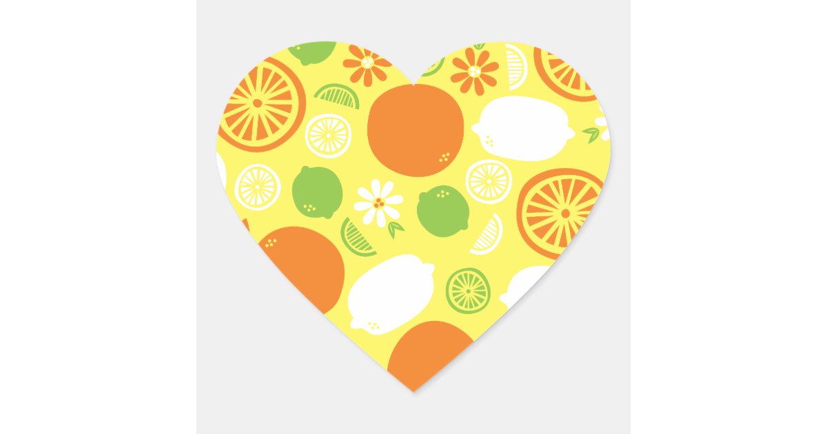A Splash of Citrus Heart Sticker | Zazzle.com