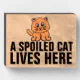 A SPOILED CAT LIVES HERE WOOD SIGN | Zazzle