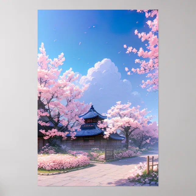 A Springtime Stroll, Cherry Blossoms Beauty Poster | Zazzle