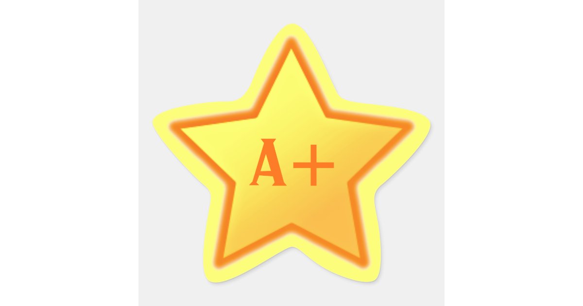 A+ Star Sticker | Zazzle